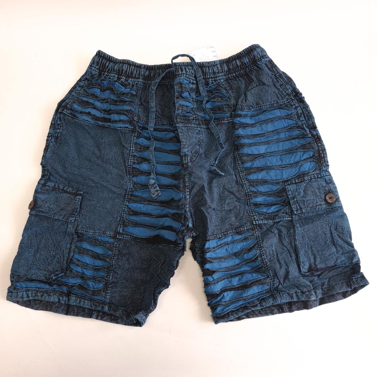 Cotton Stonewashed Razor Cut Shorts | Hippie Shorts - Eclectico